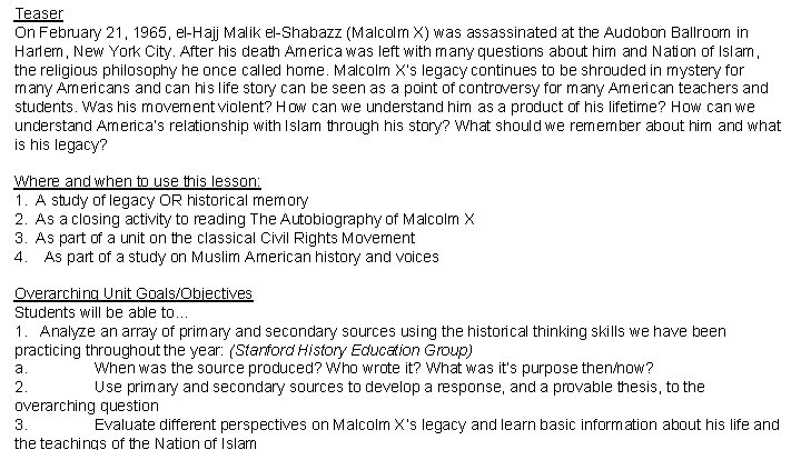 Teaching About Legacy Malcolm X Historical Memory Trends