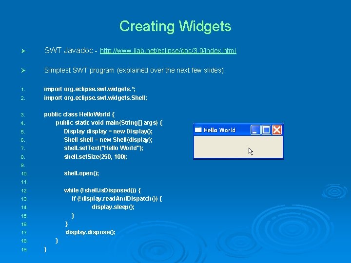 SWT TUTORIAL By Kalman Hazins kalmanzikal com Agenda