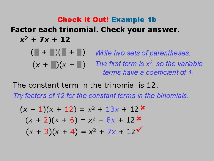Algebra 1 8 3 Factoring California Standards 11