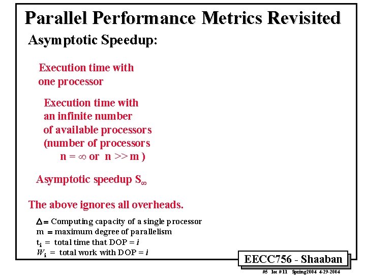 Parallel System Performance Evaluation Scalability Factors affecting parallel