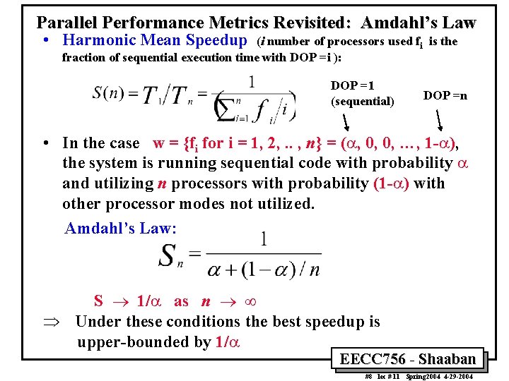 Parallel System Performance Evaluation Scalability Factors affecting parallel