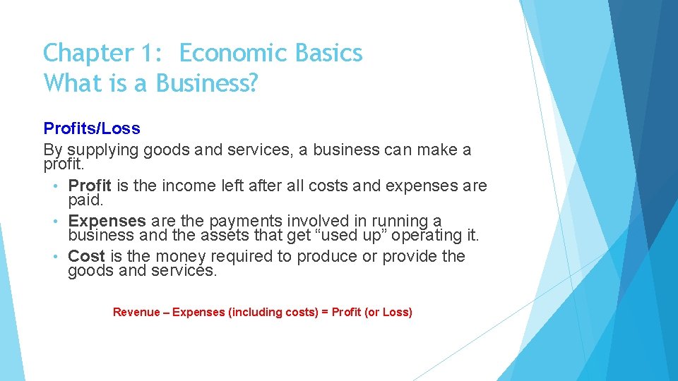 Unit 1 Business Fundamentals Chapter 1 Economic Basics