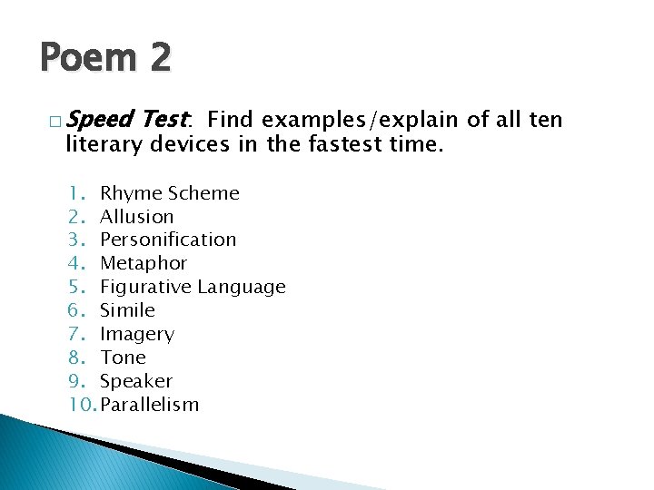 Poetry Exam Review Instructions Each group member will