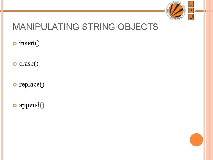 STRING CLASS AND ITS OBJECTS INTRODUCTION A string STRING CLASS AND ITS OBJECTS INTRODUCTION A string