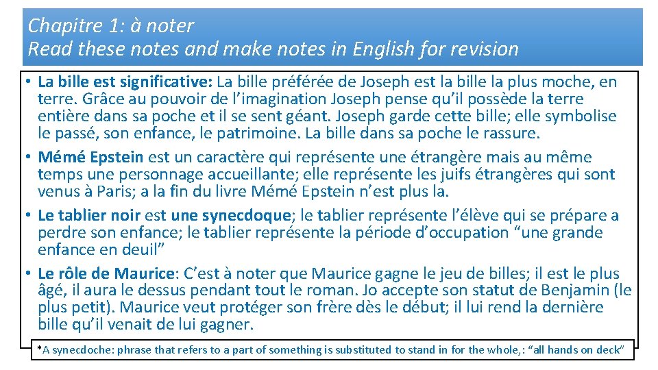 Un Sac de Billes Chapitre 2 Revision of
