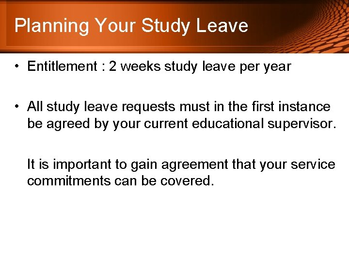 Bradford VTS Study Leave Guide Study Leave Funding