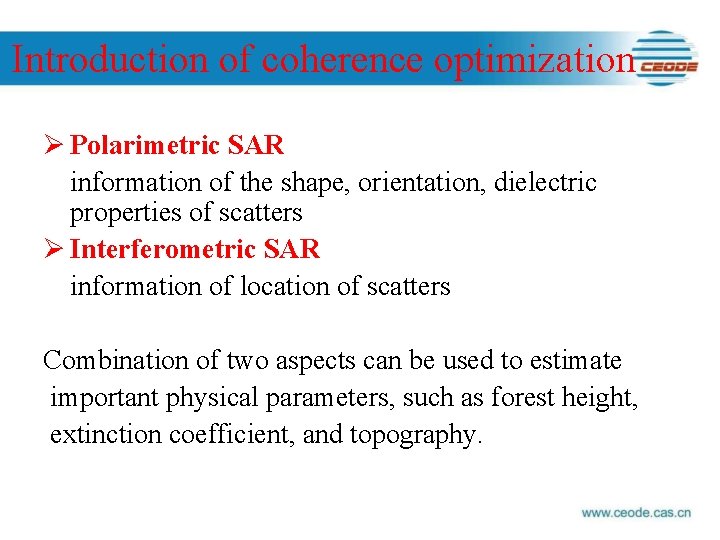 IGRASS 2011 An Interferometric Coherence Optimization Method Based