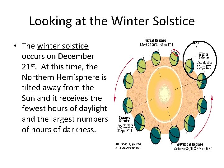 The Seasons We experience Seasons because the Earth