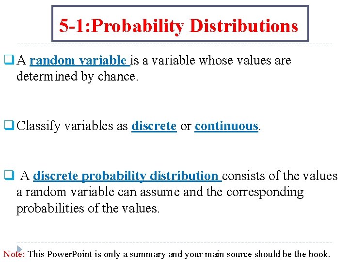 Chapter5 Discrete Probability Distributions Note This Power Point