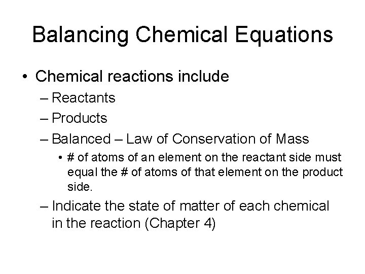 Chapter 3 Formulas Equations and Moles Balancing Chemical