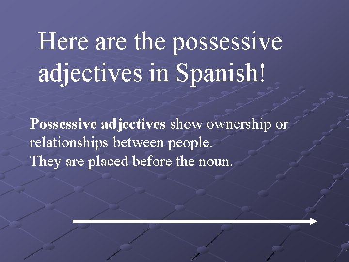 Possessive Adjectives Possessive Adjectives DESCRIBE nouns correct Well