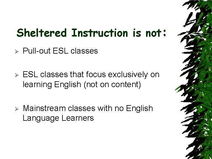 An Introduction to Sheltered Instruction Presented by Andrea