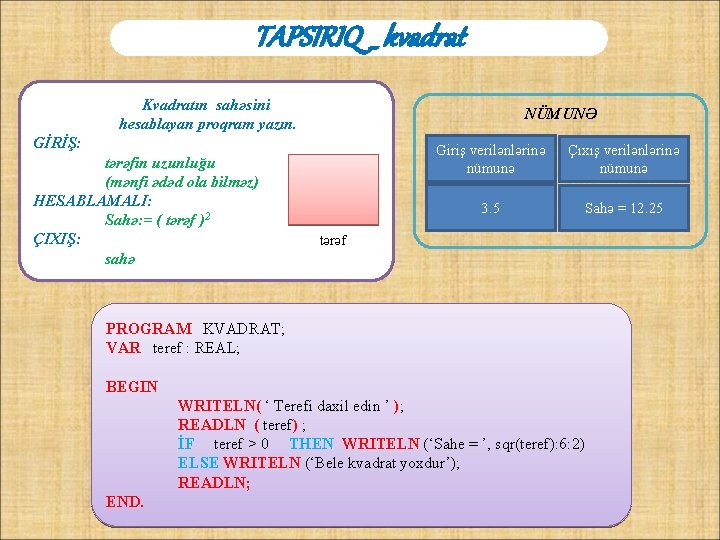 PASCALDA RT OPERATORU Gndlik hyatmzda bir ox seimlrl