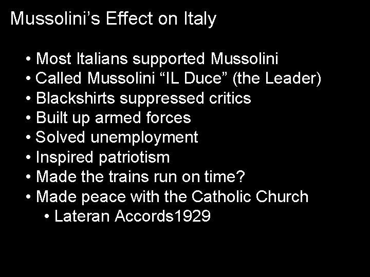 The Rise of Mussolini in Italy Benito Mussolini