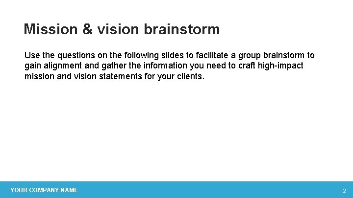 Mission and vision statement brainstorm A guide to