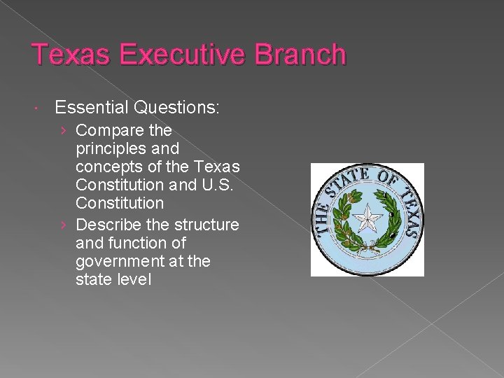 The 3 Branches of Government Texas Executive Branch