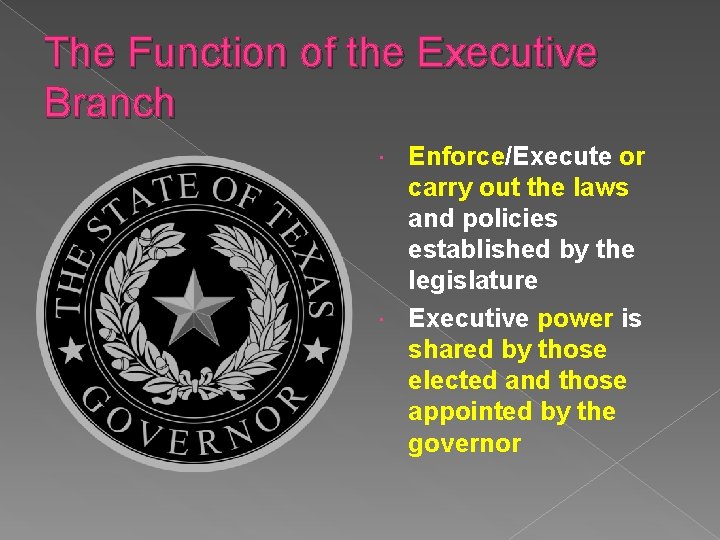 The 3 Branches of Government Texas Executive Branch