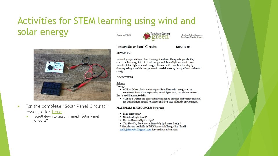 Teaching with Mini Wind Turbines and Solar Panels