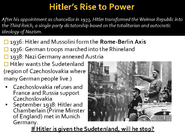 The Global Depression and The Rise of Dictators