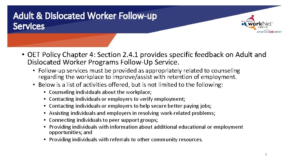 September 16 th 2020 WIOA Mandated Followup Services