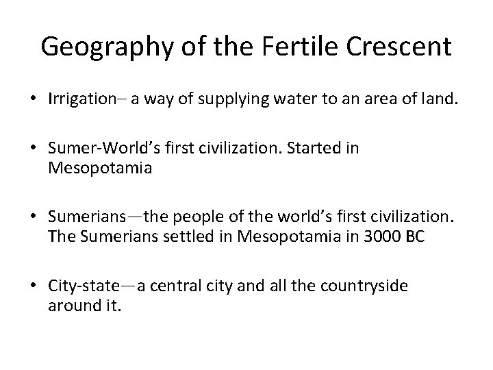 Fertile Crescent Vocabulary Geography of the Fertile Crescent