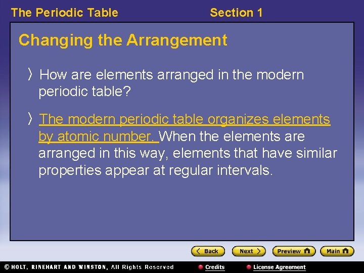 The Periodic Table Section 1 Recognizing a Pattern