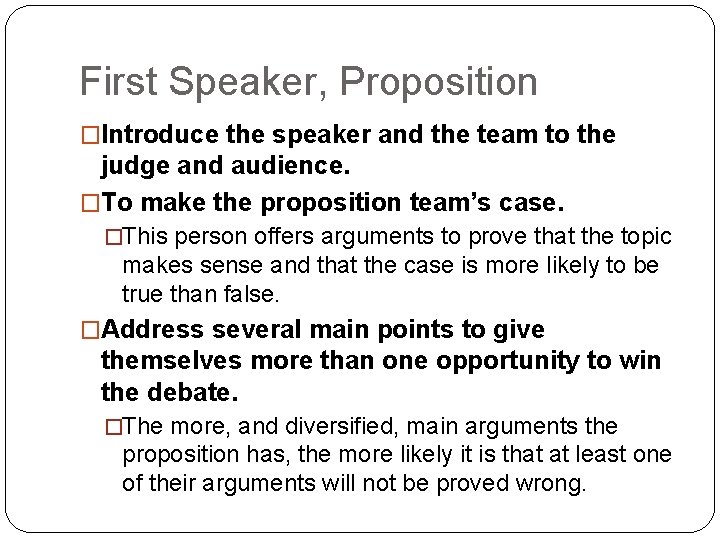 Speaker Responsibilities So what do I talk about