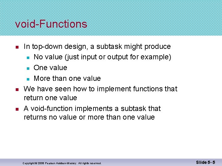 Chapter 5 Functions for All Subtasks Copyright 2008
