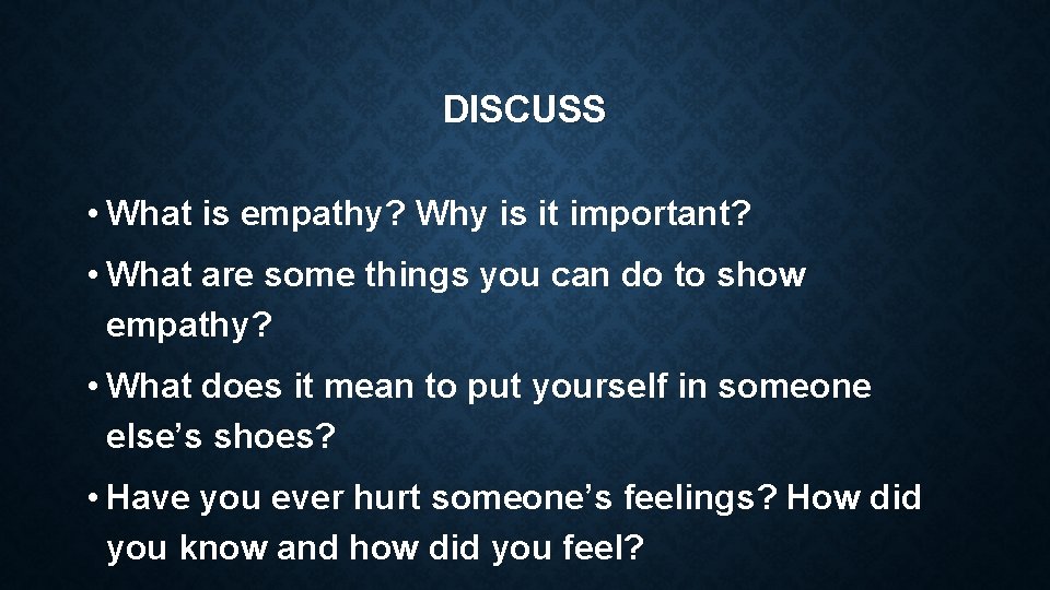 EMPATHY Westport Middle School Advisory Lesson ICEBREAKER NONVERBAL