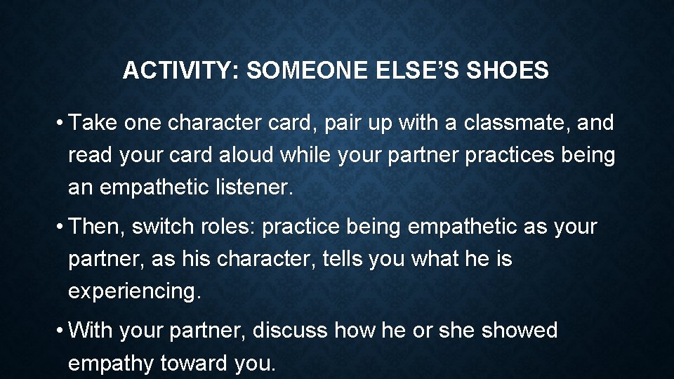 EMPATHY Westport Middle School Advisory Lesson ICEBREAKER NONVERBAL