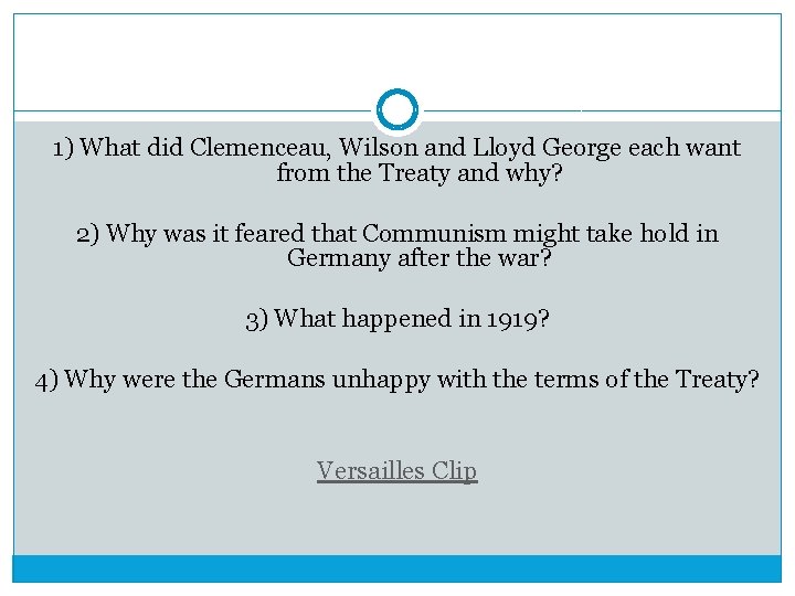 The Treaty of Versailles and the Weimar Republic