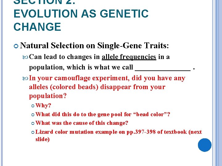 EVOLUTION OF POPULATIONS Objectives 12 1 Identifying ways