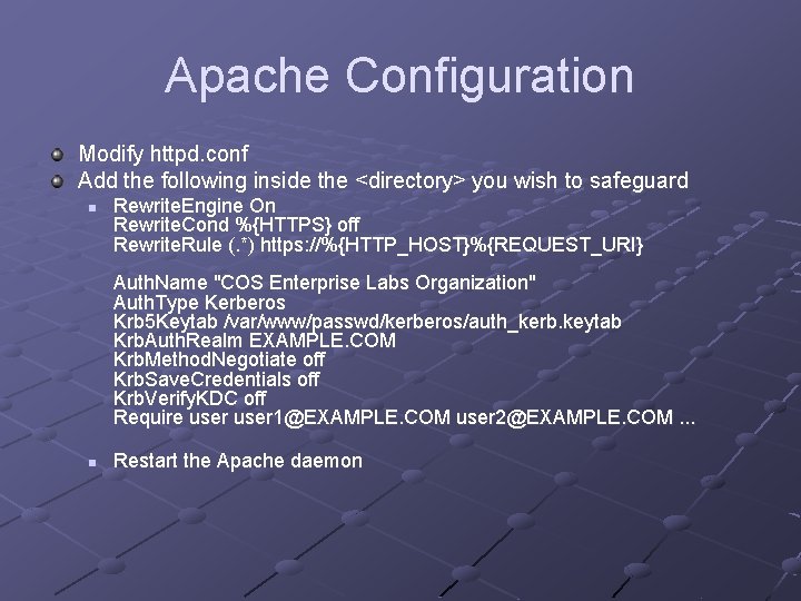 Active Directory and Apache Using Kerberos and Apache