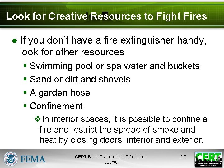 Fire Safety and Utility Controls CERT Basic Training