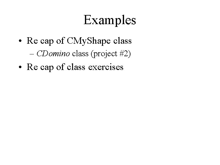 Classes Variables Methods Constructors Control Structures Inheritance Access