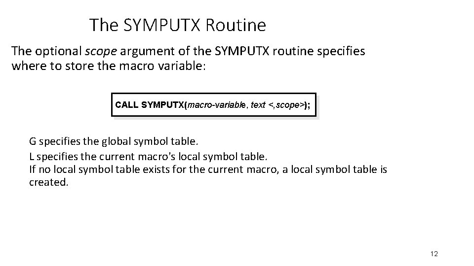 Global and Local Symbol Tables 1 macro simp
