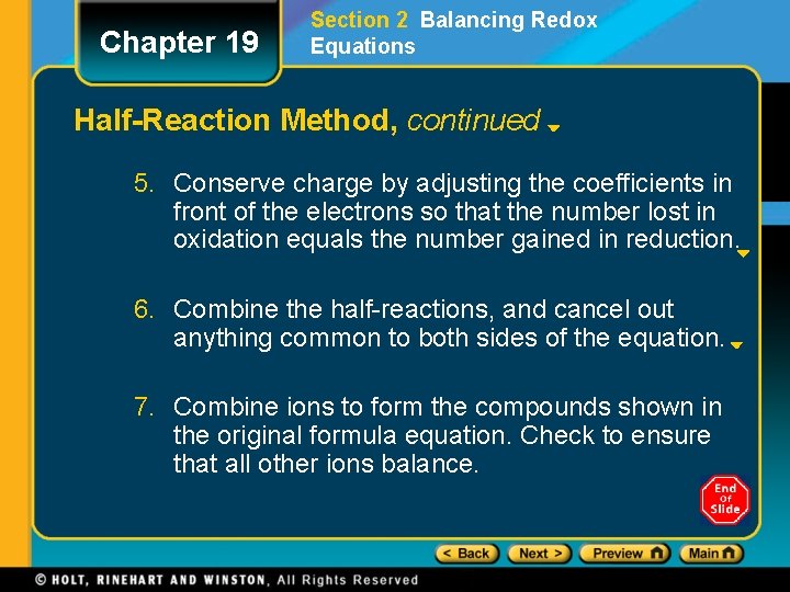 Chapter 19 Preview Objectives Oxidation States Oxidation Reduction