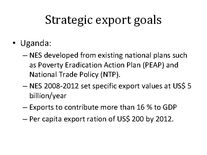 National Export Strategy Subtitle International Best Practice Presenter