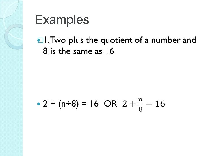 Lesson 2 1 Writing Equations Algebra 1 CP