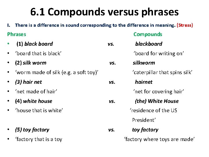 Ch 6 Compound words Blends and Phrasal words
