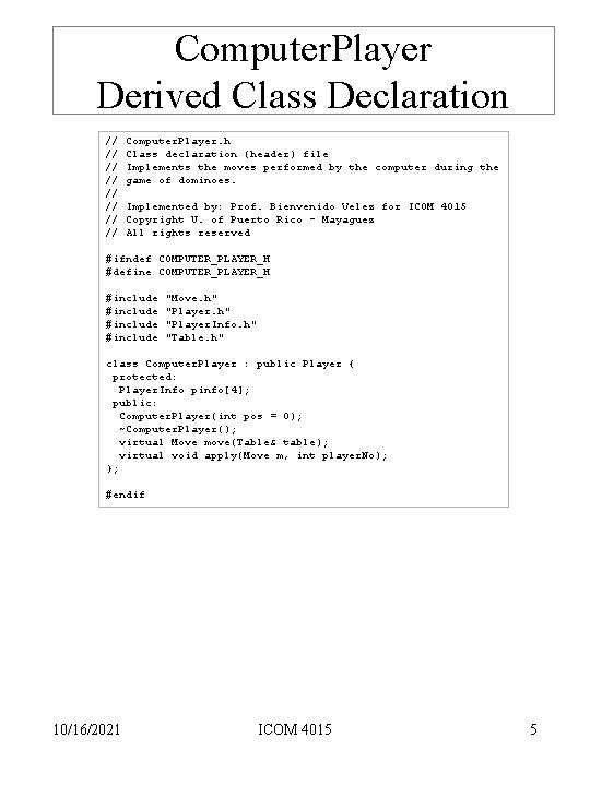 Icom 4015 Advanced Programming Lecture 10 Objectoriented Design
