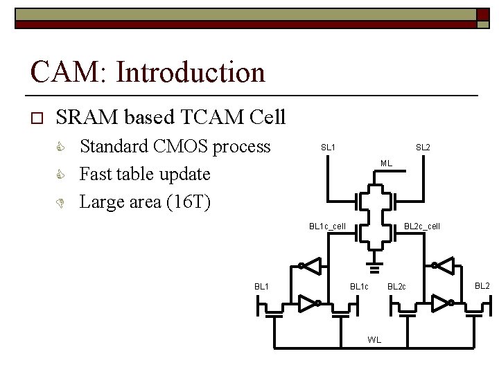 Content Addressable Memories Cell Design and Peripheral Circuits
