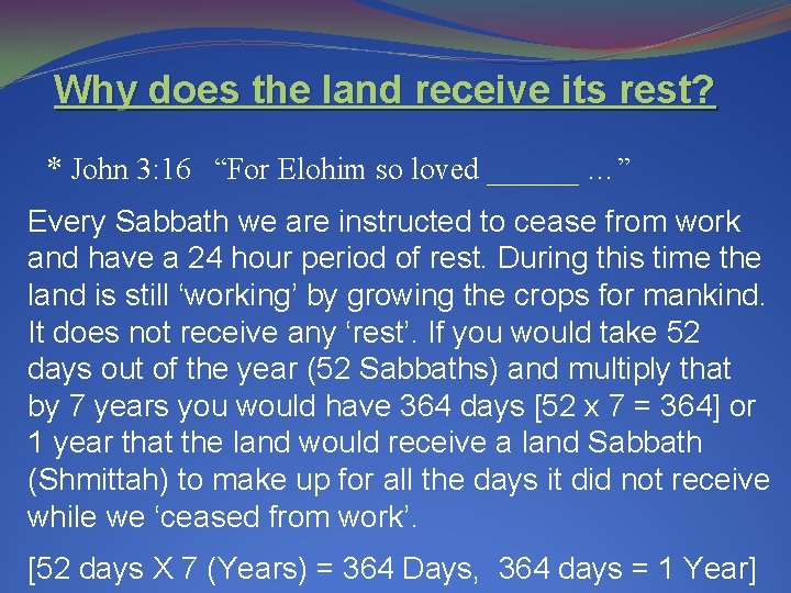 Understanding the Land Sabbath Shmittah Jubilee Yovel A