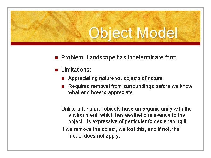 Appreciation and the Natural Environment Allen Carleson By