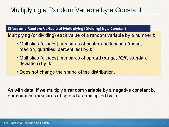 CHAPTER 6 Random Variables 6 2 Transforming and