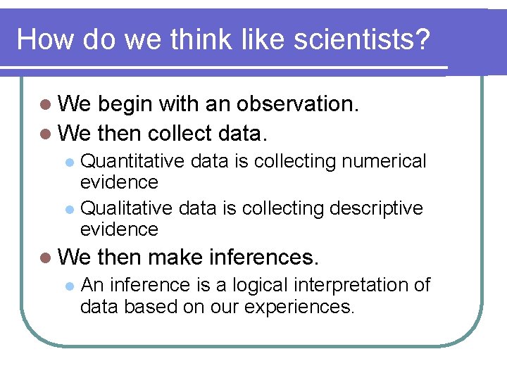 Introduction to Science Vocabulary science observation hypothesis ...