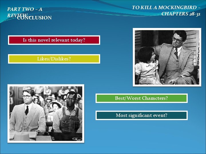 To Kill a Mockingbird CHAPTERS 28 31 CHAPTER