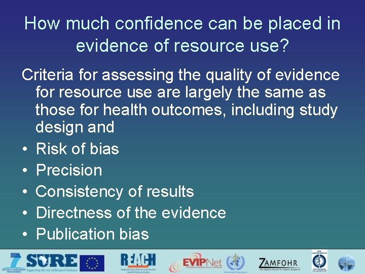 Finding and assessing research evidence about the costs