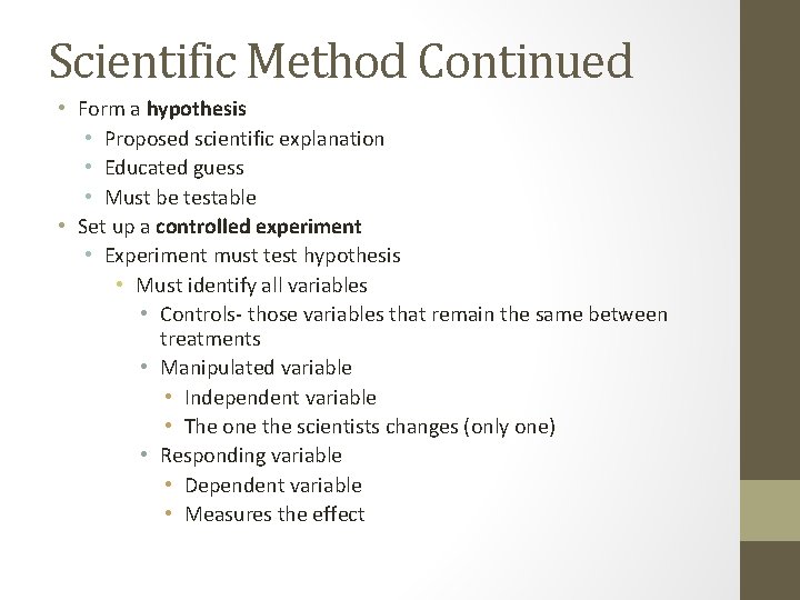 Honors Biology Chapter 1 The Scientific Method What