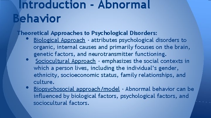 Abnormal Psychology Therapy Project Mackenzie Brown Felicia Fantin